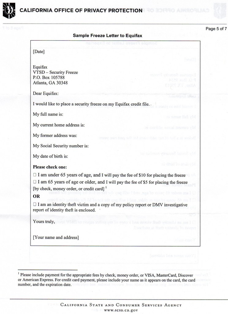 Freezing your ARS and SageStream Credit Reports