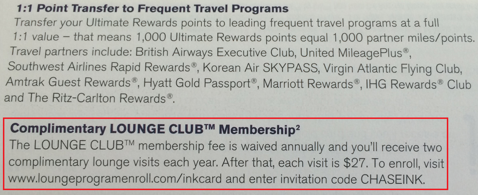 Free Lounge Club Membership with Chase Ink Bold/Plus Credit Card