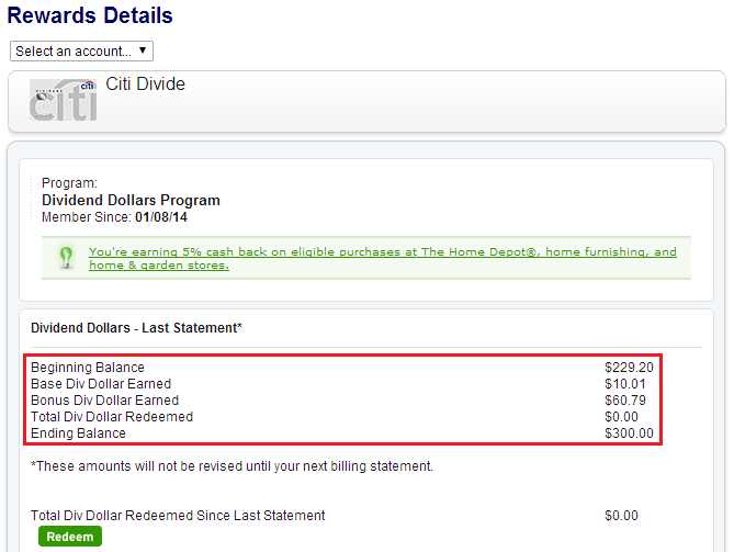 Request Citi Dividend Cash Back Check