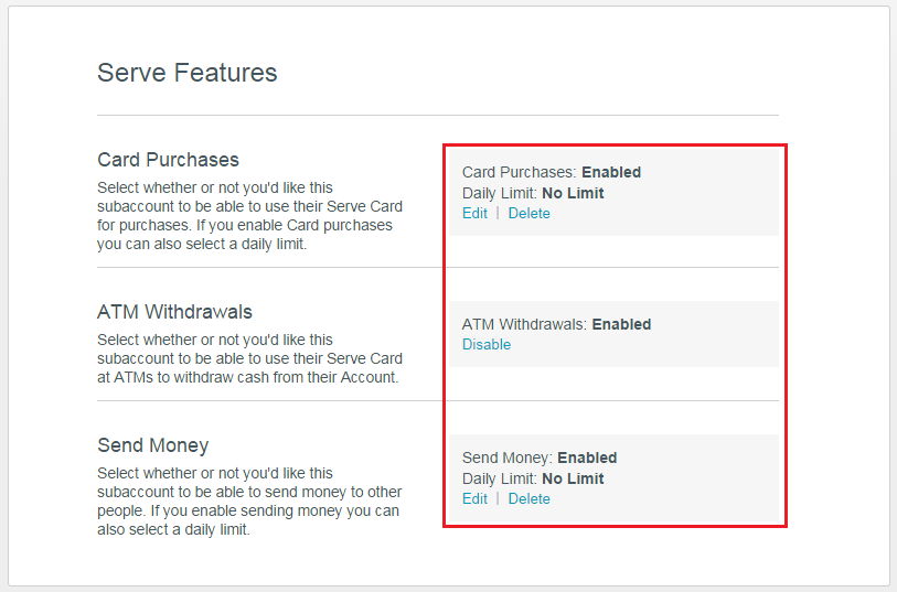 Manage a Serve Sub Account