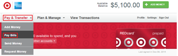 Pay Bills with your Target Redbird Card