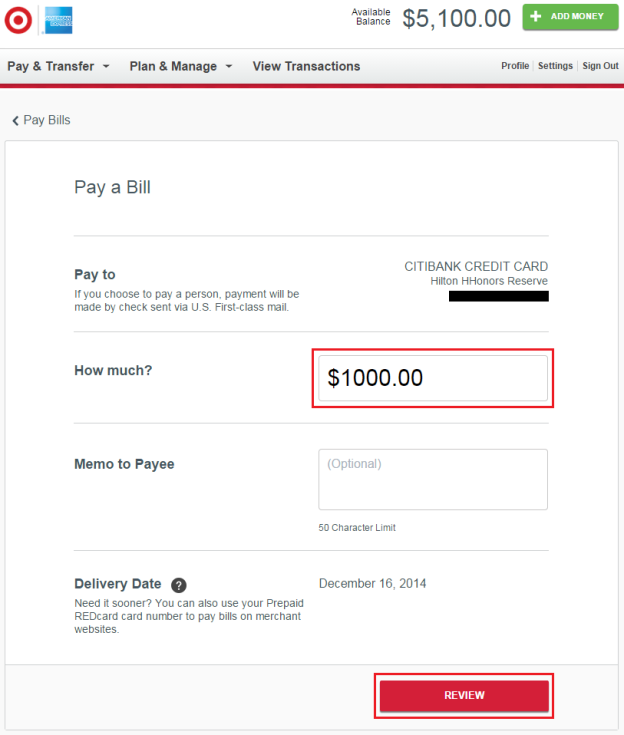 Pay Bills with your Target Redbird Card