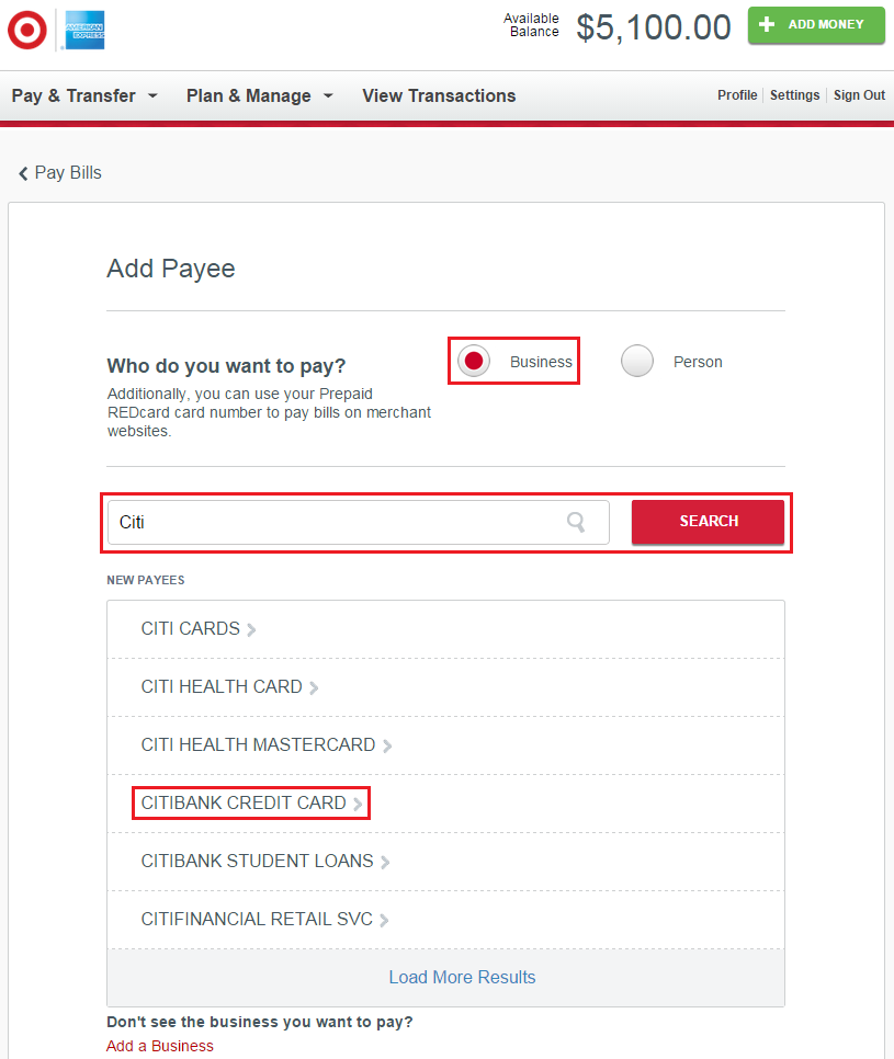 Pay Bills with your Target Redbird Card