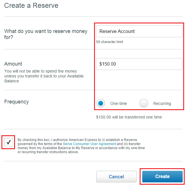 Receive Statement Credit with 0 Serve Reserve Deposit