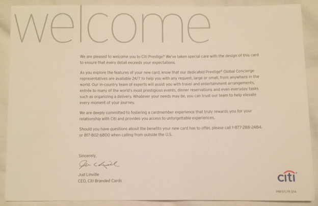 Hybrid Citi Prestige Credit Card Sign Up Bonus and Welcome Package