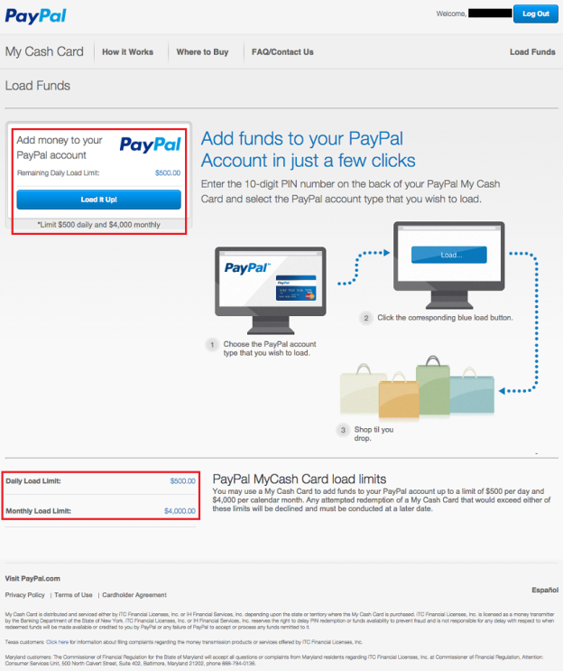 New PayPal My Cash Cards and Online Loading Process (Light Blue PPMCC ...