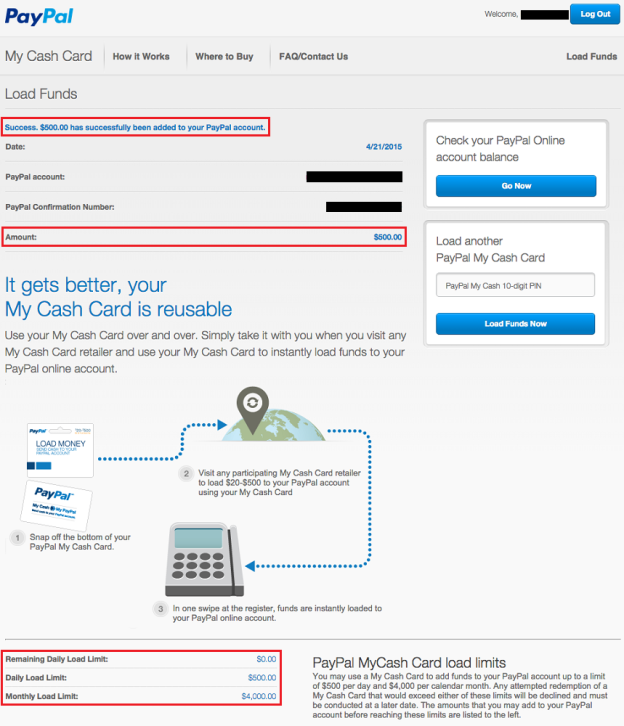 New PayPal My Cash Cards and Online Loading Process (Light Blue PPMCC ...