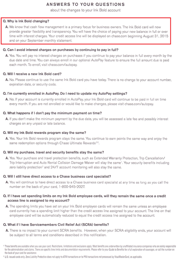 Chase Ink Bold Changes: Ability to Pay Over Time and Stated Credit ...