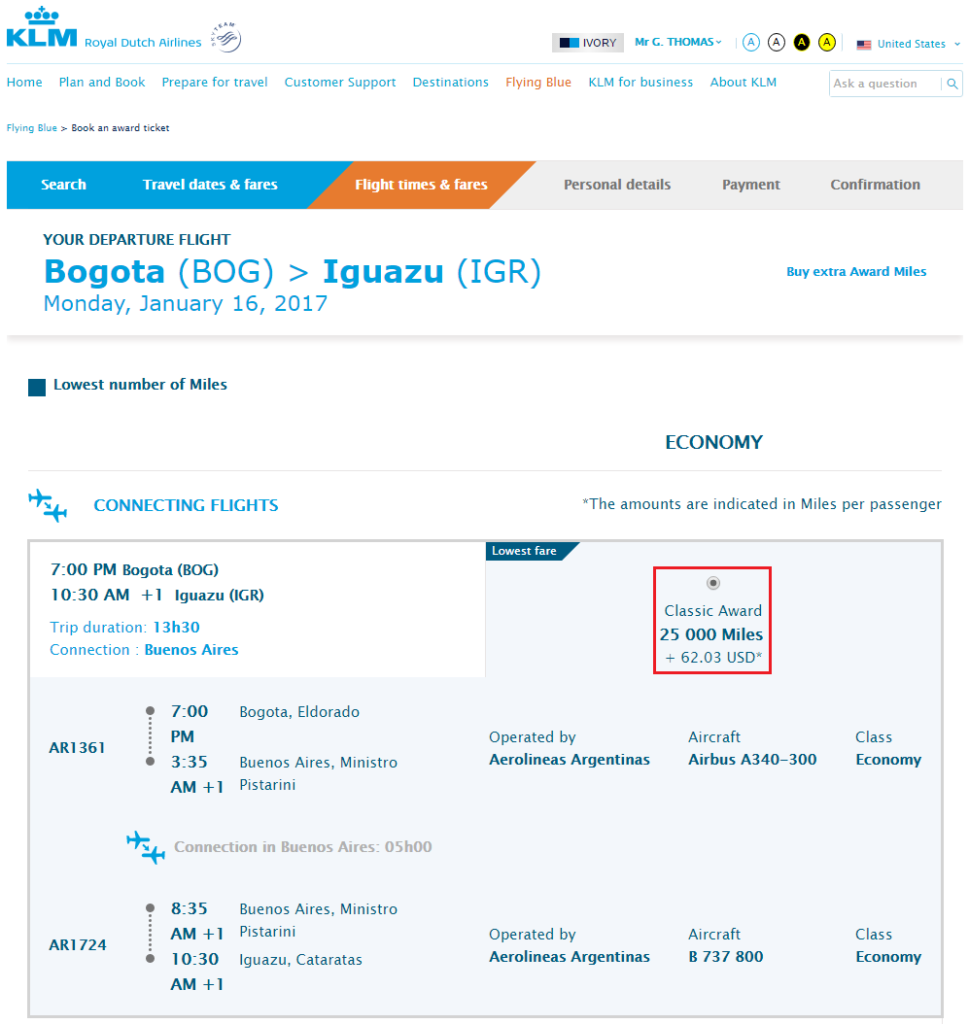 Booking KLM AF Award Ticket 7 | Travel with Grant