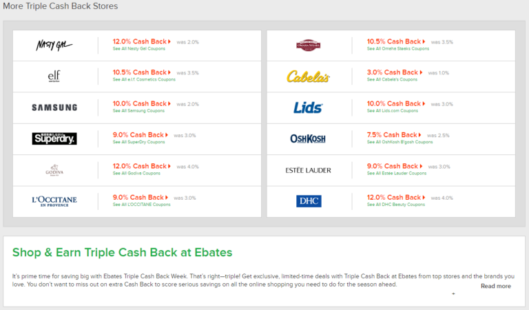 Ebates Triple Cash Back Week Live Now