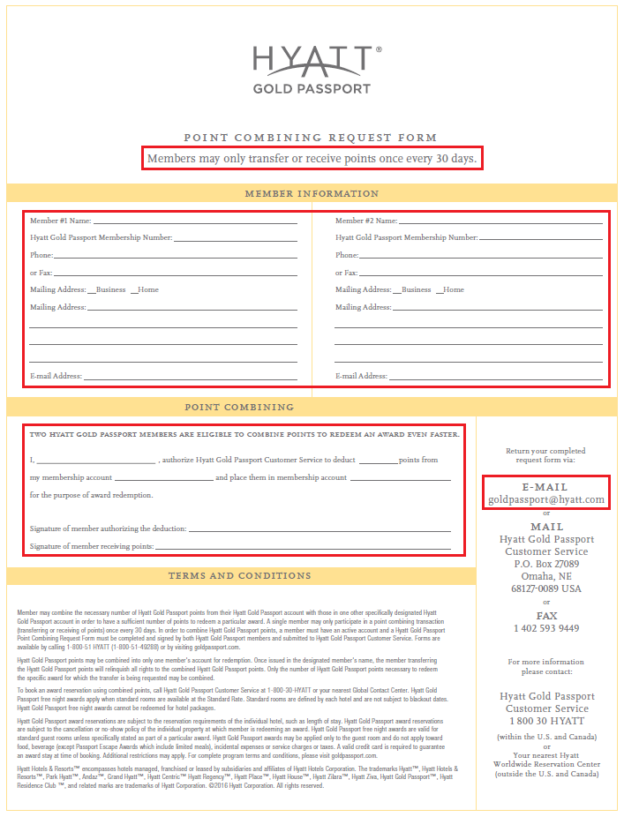 How to Transfer/Combine Hyatt Gold Passport Points to Another Account
