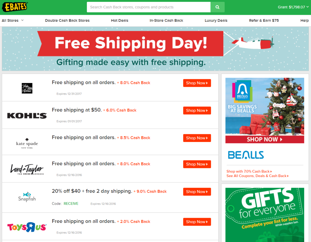 Today is National Free Shipping Day (Friday December 16)