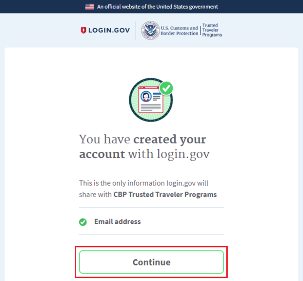 Create Login.gov Account to Log into Global Entry / TSA PreCheck Dashboard
