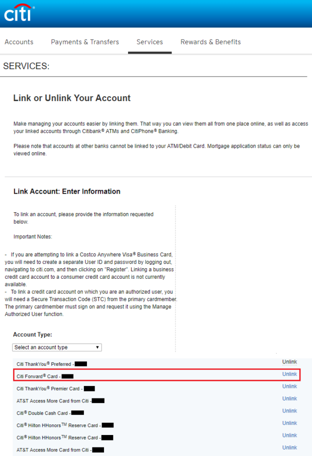 How to Remove / Unlink Citi Credit Card from Online Account