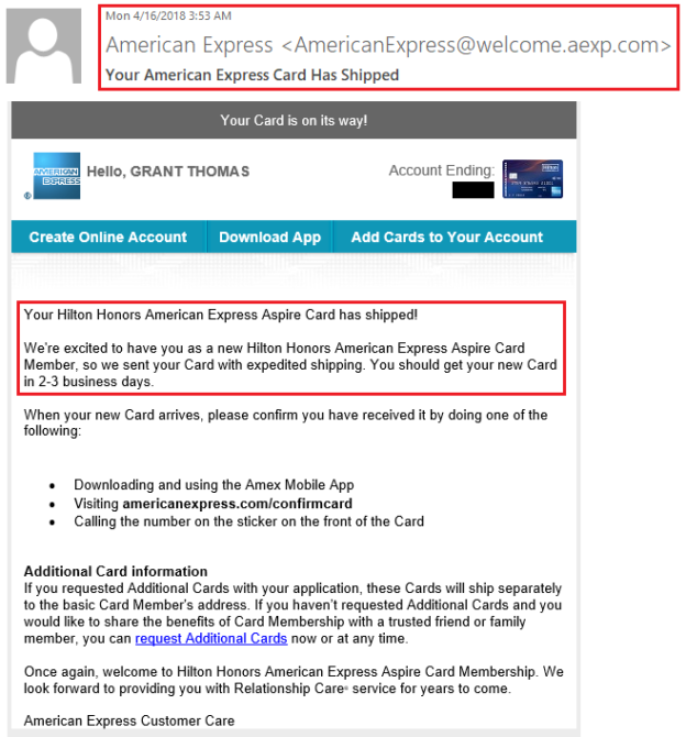 Unboxing my American Express Hilton Honors Aspire Credit Card: Card Art ...