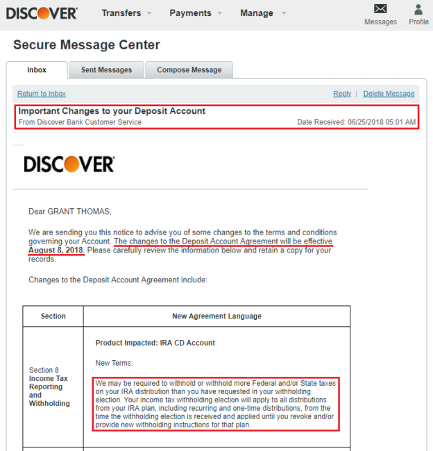 Minor Changes to Discover Banking Accounts Coming August 8, 2018