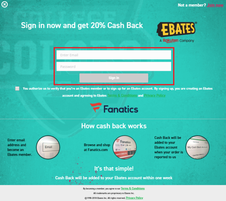 Earn 20% Cash Back at Fanatics.com (College Sports Apparel)