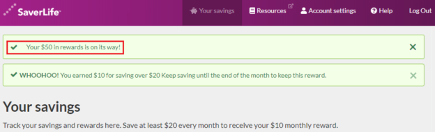 Claim your SaverLife Savings Program Reward - Here's How