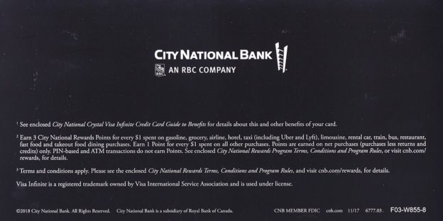 Unboxing my CNB City National Crystal Visa Infinite Credit Card: Card ...