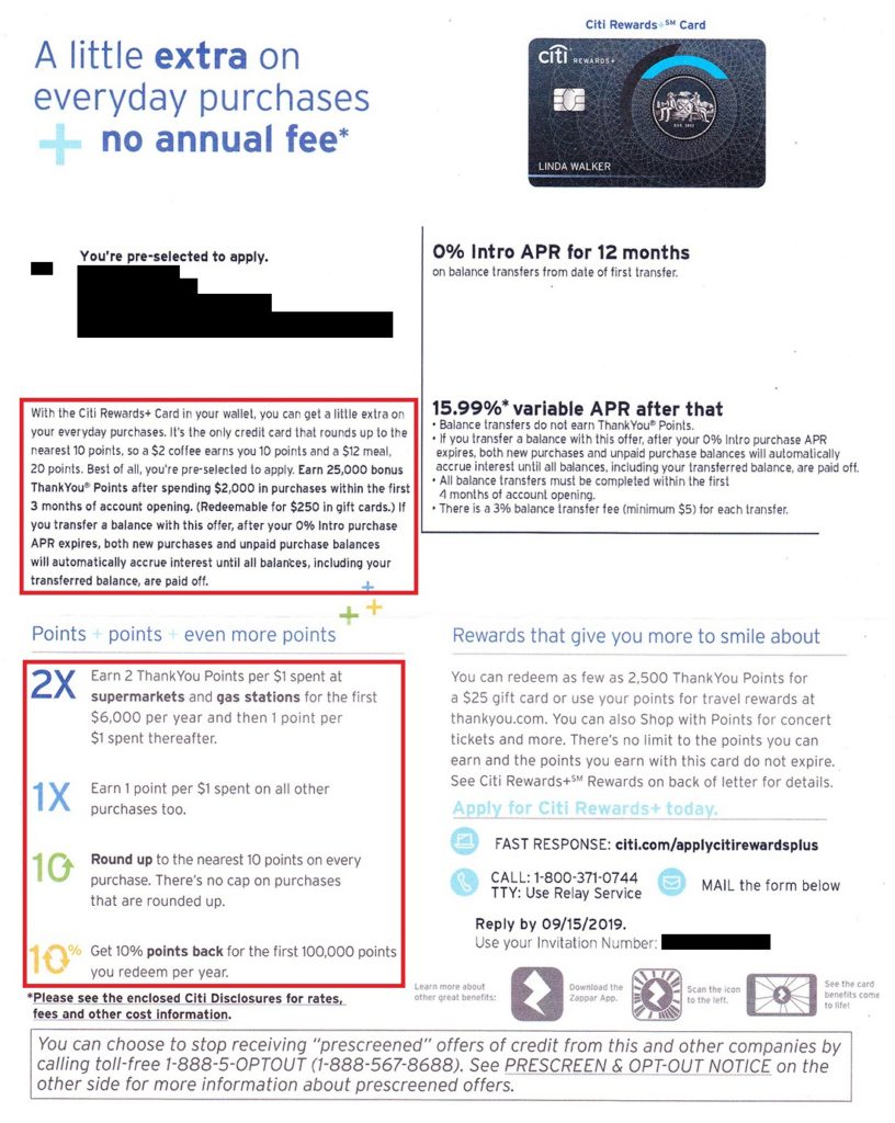 Targeted Sign Up Bonus: 25,000 Thank You Points for Citi Rewards+ ...