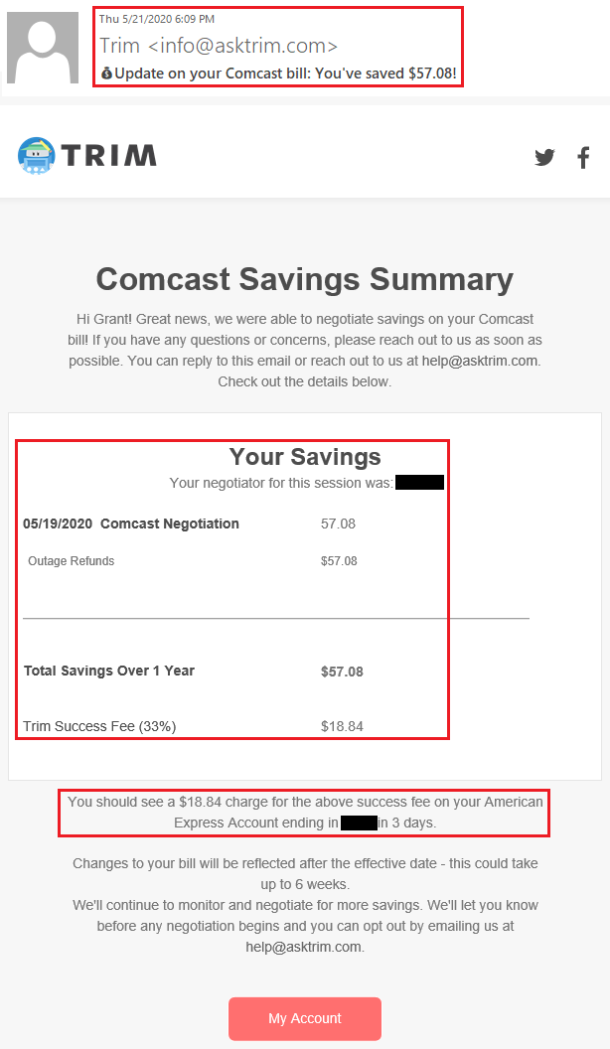 Trim Saved Me Another on My Comcast Xfinity Cable Bill (7 Saved Lifetime)