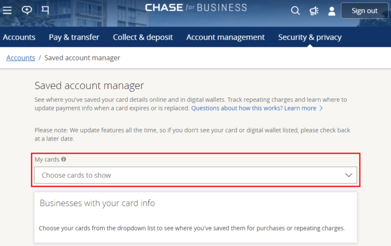 Chase Saved Account Manager: Track Where your Credit Cards are Stored ...