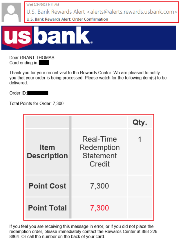 My Real Time Rewards Redemptions on US Bank Business Leverage Credit ...