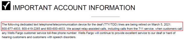 Wells Fargo Changes: New Statement Ending Dates, TTY/TDD Numbers ...