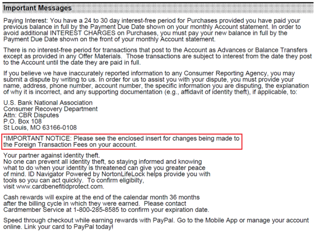 US Bank Cash Plus Credit Card Changes to Foreign Transaction Fees ...