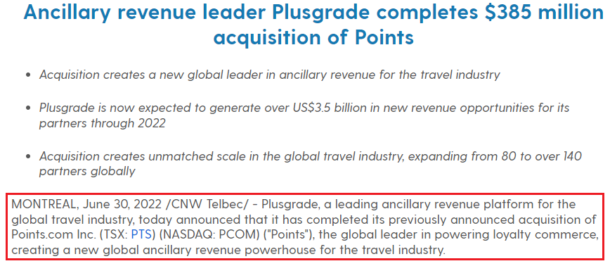 Plusgrade Purchased Points.com for $385M and Points Loyalty Wallet ...