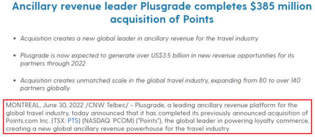 Plusgrade Purchased Points.com for $385M and Points Loyalty Wallet ...