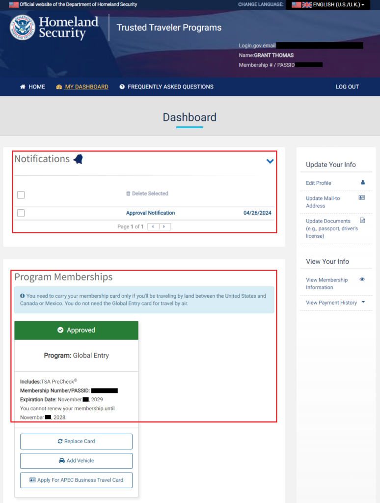 My Easy 2 Day & $100 Global Entry Renewal Process