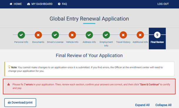 My Easy 2 Day & $100 Global Entry Renewal Process