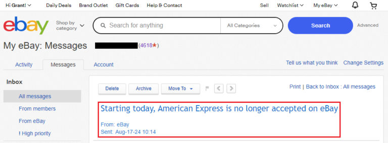 American Express No Longer Accepted on eBay (You Can Still Pay with ...