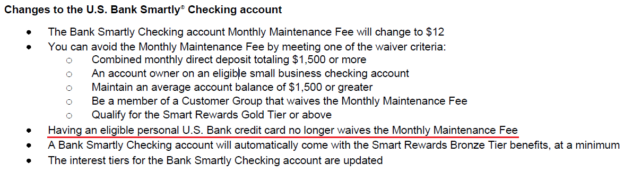 US Bank Smartly Checking Monthly Fee Increasing from $6.95 to $12 ...